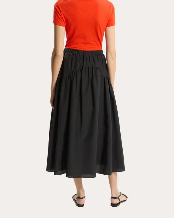 Theory Gathered Yoke Circle Midi Skirt