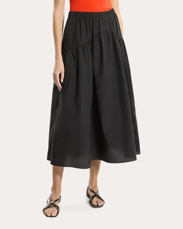 Theory Gathered Yoke Circle Midi Skirt