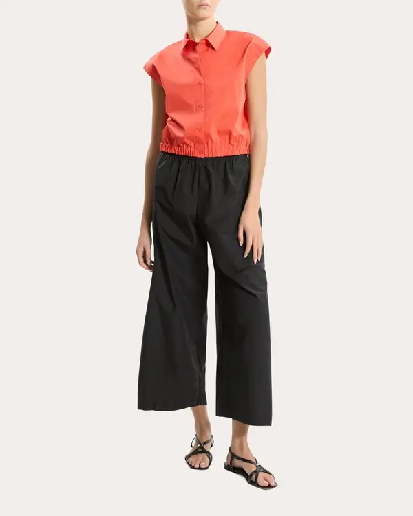 Theory Relaxed Poplin Cap-sleeve Shirt - Red