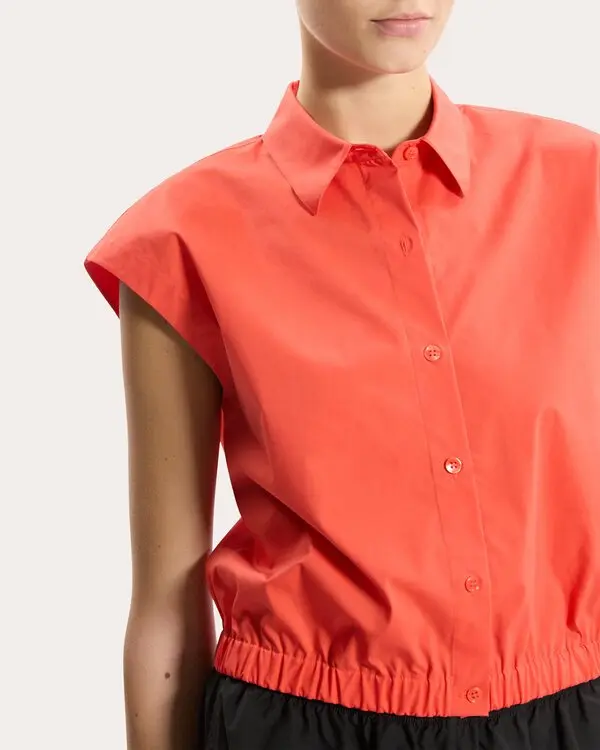 Theory Relaxed Poplin Cap-sleeve Shirt
