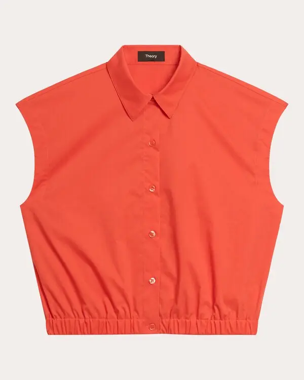 Theory Relaxed Poplin Cap-sleeve Shirt