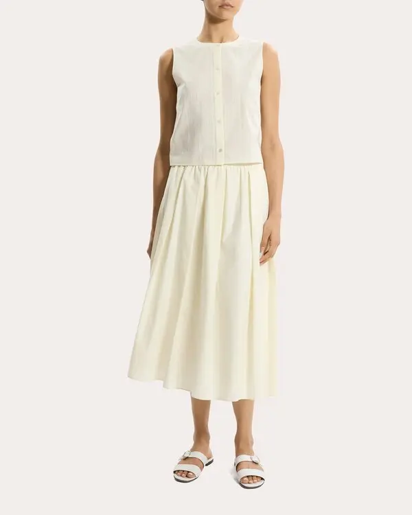 Theory Corded Cotton Button Shell Top