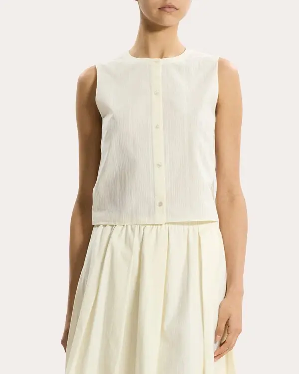 Theory Corded Cotton Button Shell Top