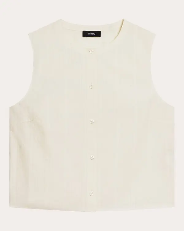 Theory Corded Cotton Button Shell Top