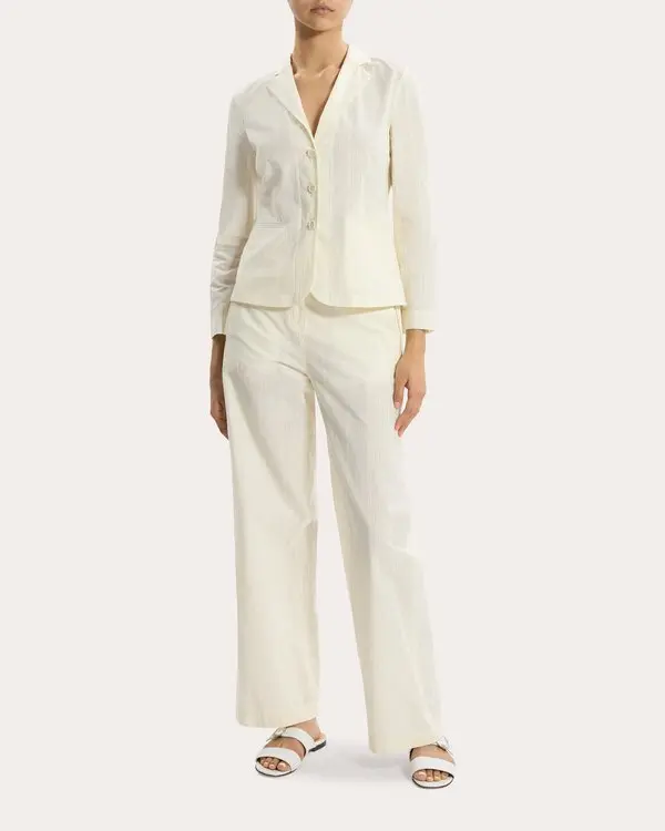Theory Corded Cotton Shrunken Blazer - White