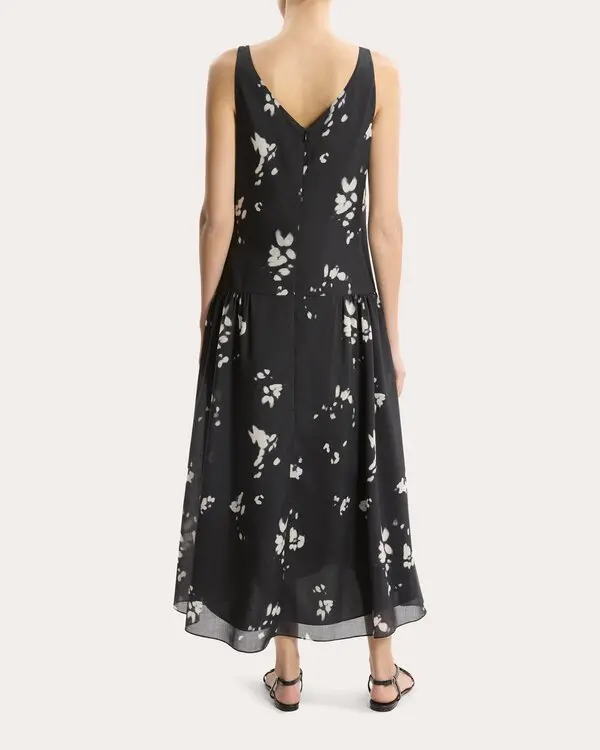Theory Floral Gathered Drop-waist Dress