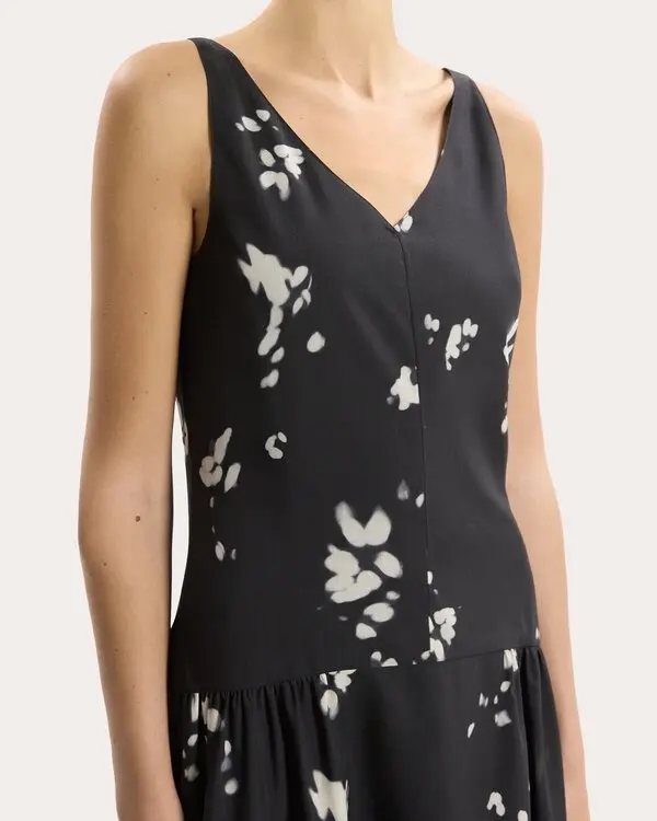 Theory Floral Gathered Drop-waist Dress
