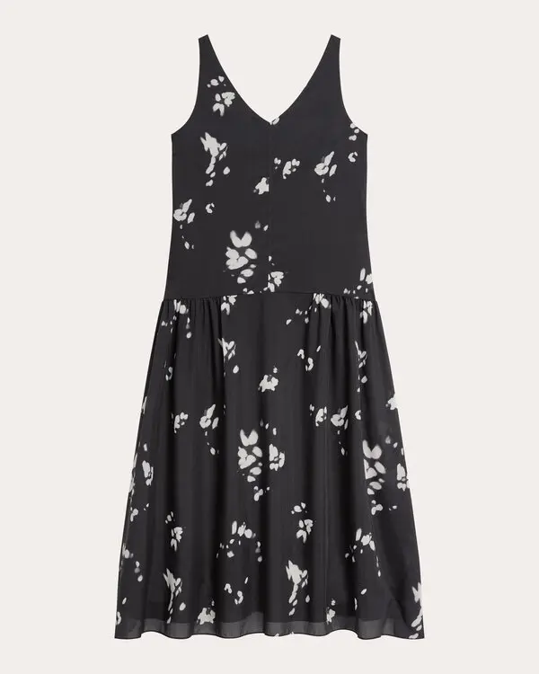 Theory Floral Gathered Drop-waist Dress