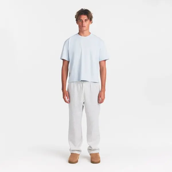 SKIMS Relaxed Cropped Crewneck | Blue | Large | Heavyweight Cotton - Atmosphere