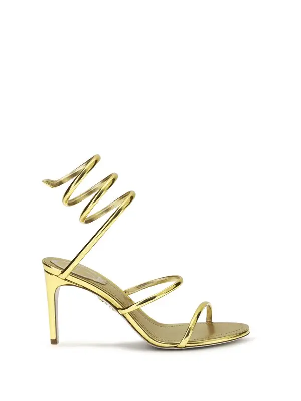 Rene Caovilla Metallic Leather Cleo Sandals - Gold