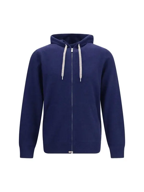 Brunello Cucinelli Cashmere Zip-up Hoodie - Blue