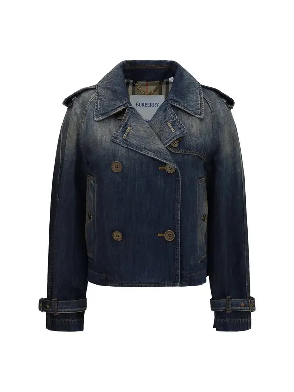 Burberry Cropped Double-breasted Denim Jacket