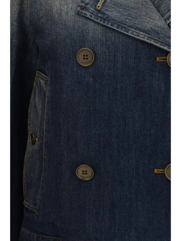 Burberry Cropped Double-breasted Denim Jacket