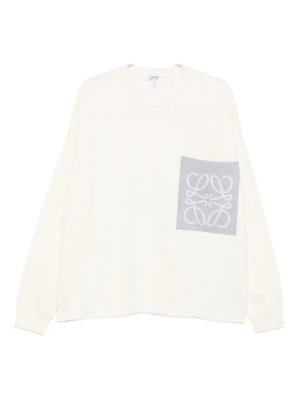 Loewe Anagram Pocket Cotton Sweater - Beige