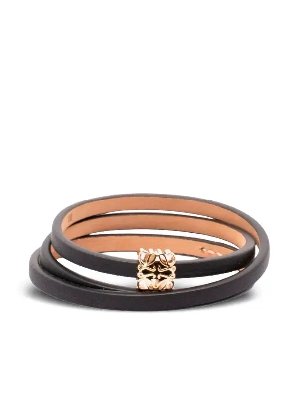 Loewe Anagram Leather Bracelet - Black