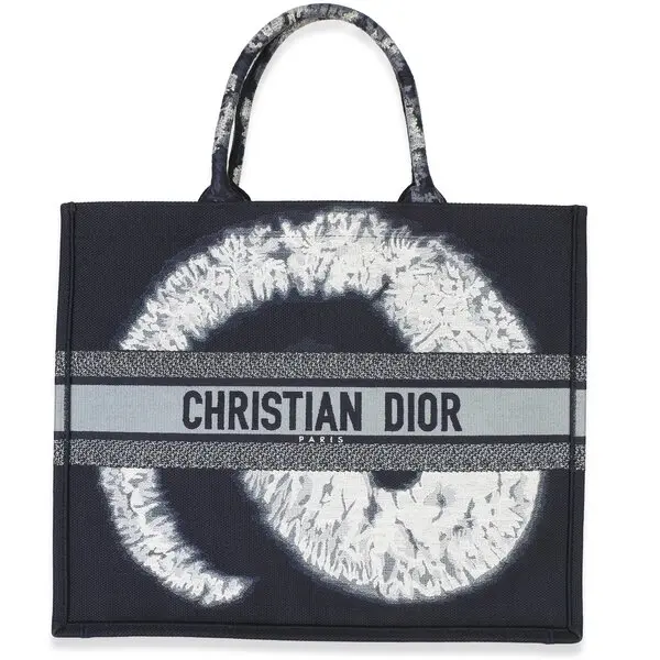 Dior Embroidered Canvas Tote - Blue
