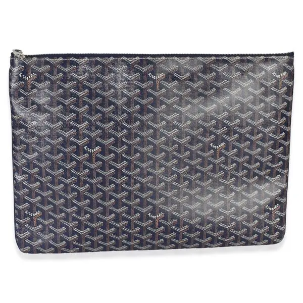Goyard Navy Goyardine Canvas Senat Pouch Gm - Blue