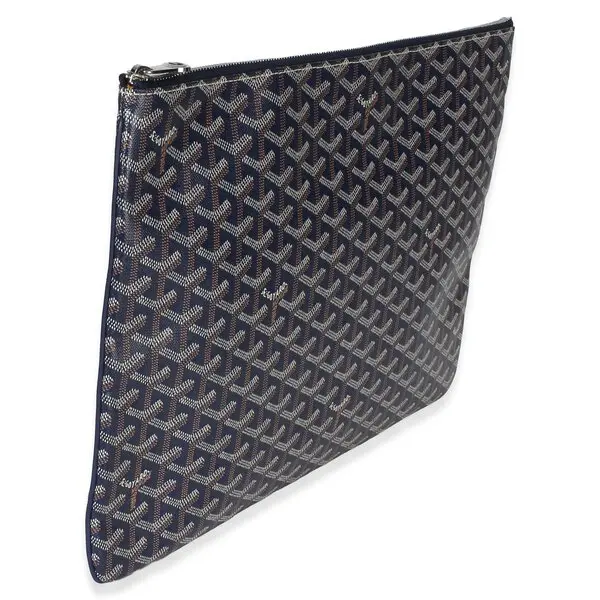 Goyard Navy Goyardine Canvas Senat Pouch Gm
