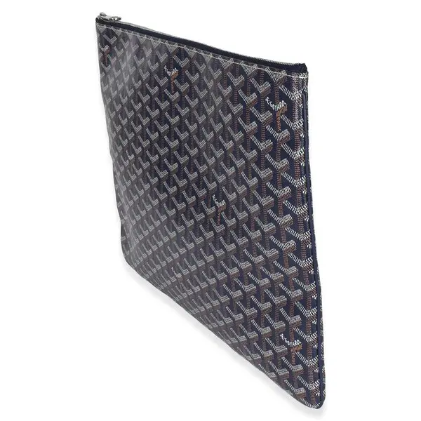Goyard Navy Goyardine Canvas Senat Pouch Gm - Blue