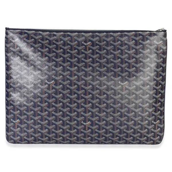 Goyard Navy Goyardine Canvas Senat Pouch Gm - Blue