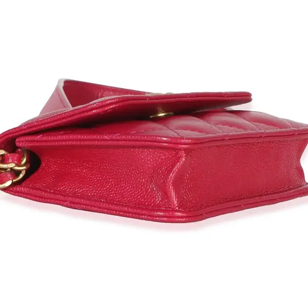 Chanel Quilted Caviar Coin Purse With Chain - Pink