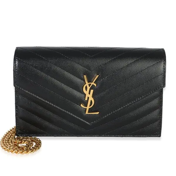 Saint Laurent Grain De Poudre Cassandre Envelope Chain Wallet