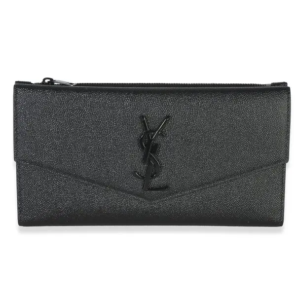 Saint Laurent Grain De Poudre Large Uptown Flap Wallet - Black