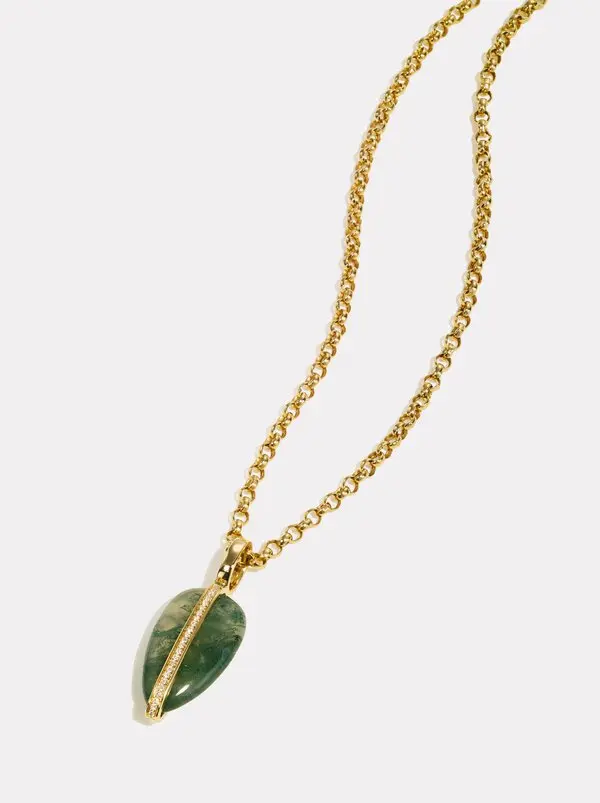 BY PARIAH Small Diamond Pebble Pendant | Moss Agate