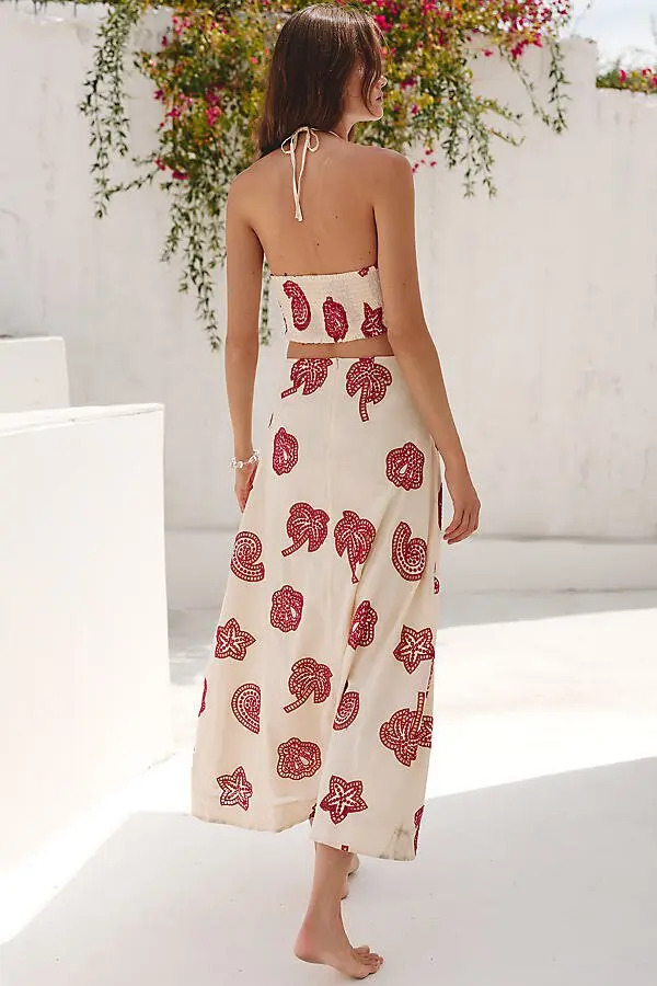 Agua Bendita Ivory Cotton Embellished Maxi Dress