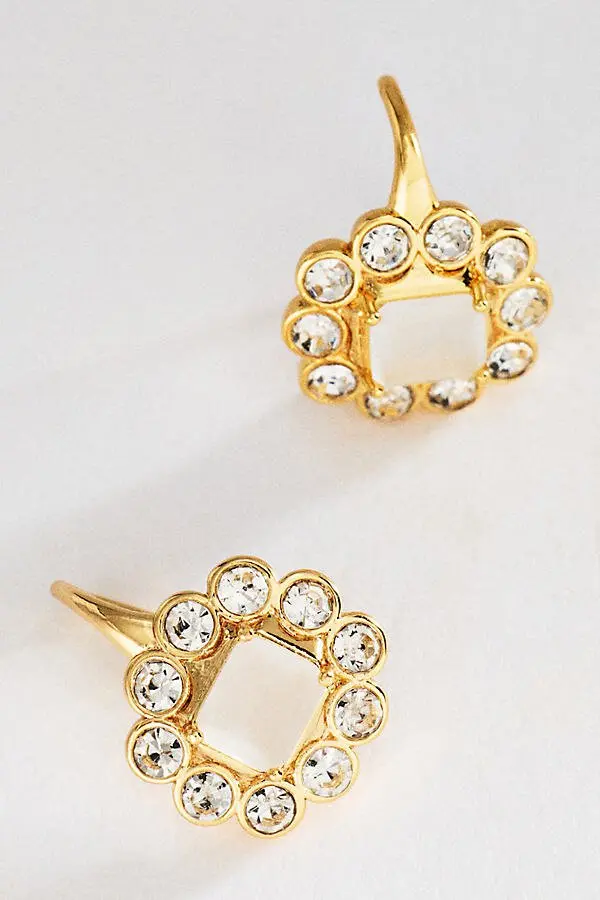 Anthropologie Floral Stone Huggie Earrgs - Opal