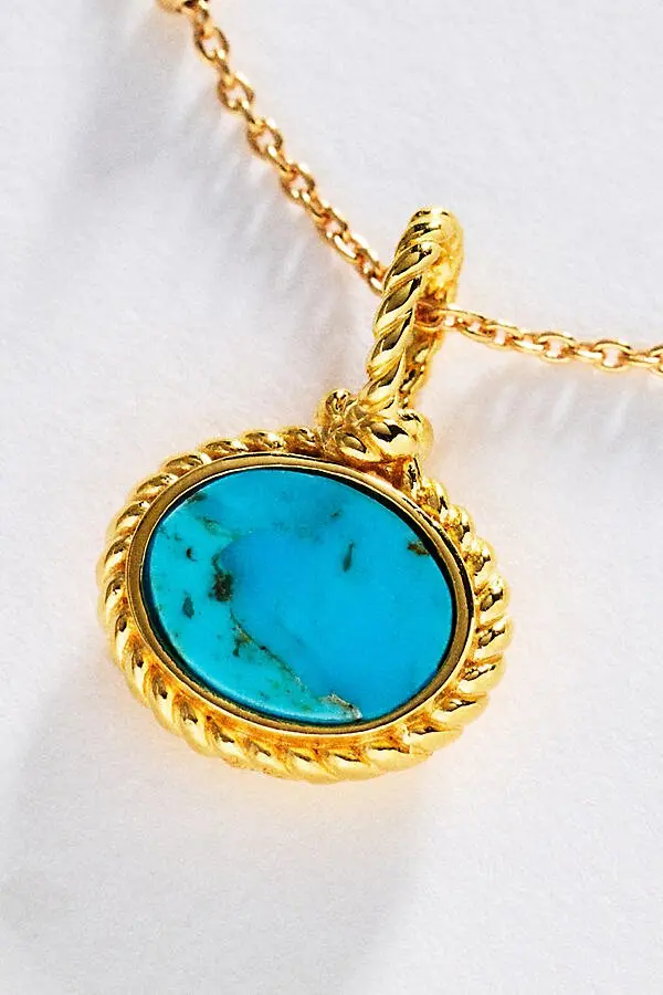 AWE INSPIRED Zodiac Gemstone Pendant Necklace - Aquarius
