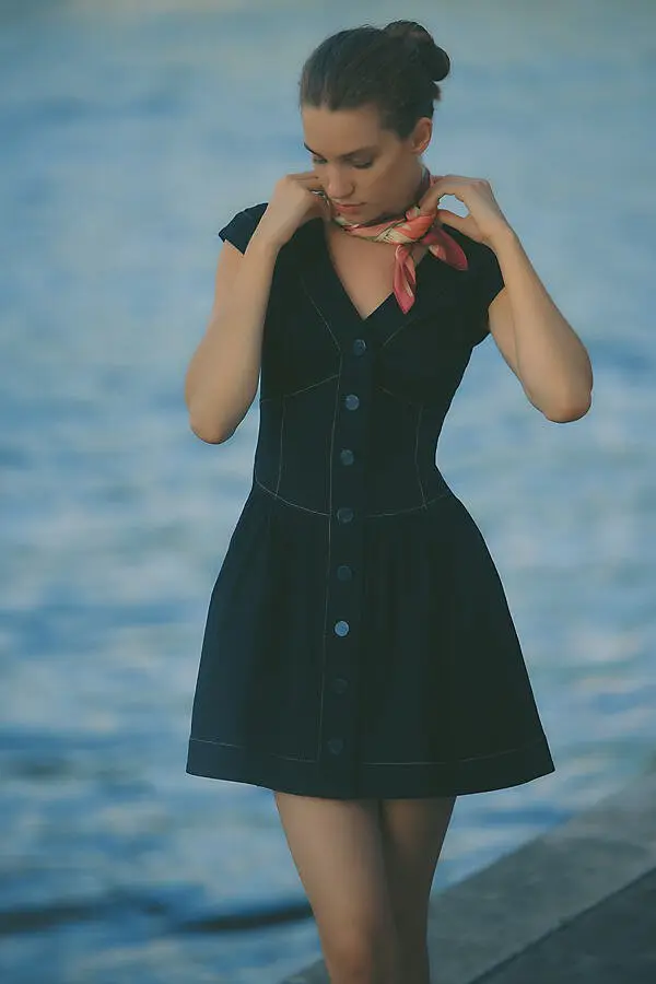 Maeve Waisted Mi Dress - Black