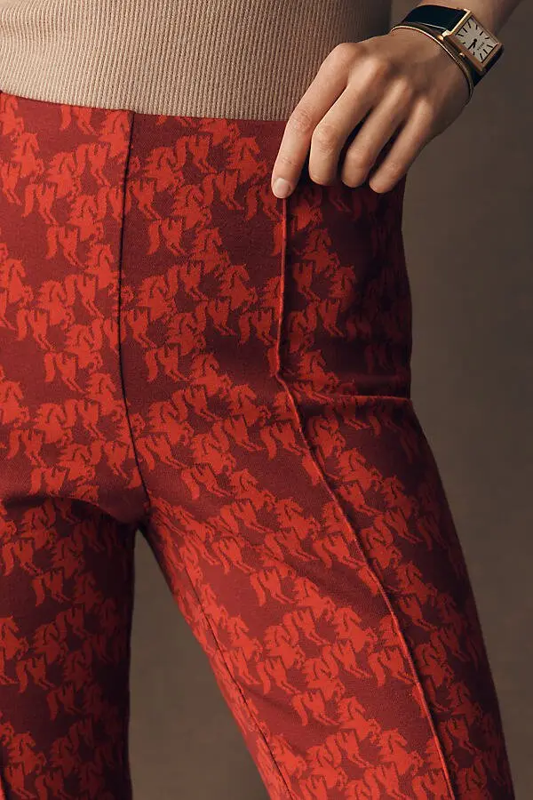Maeve Poppy Jaquard Straight-leg Trousers