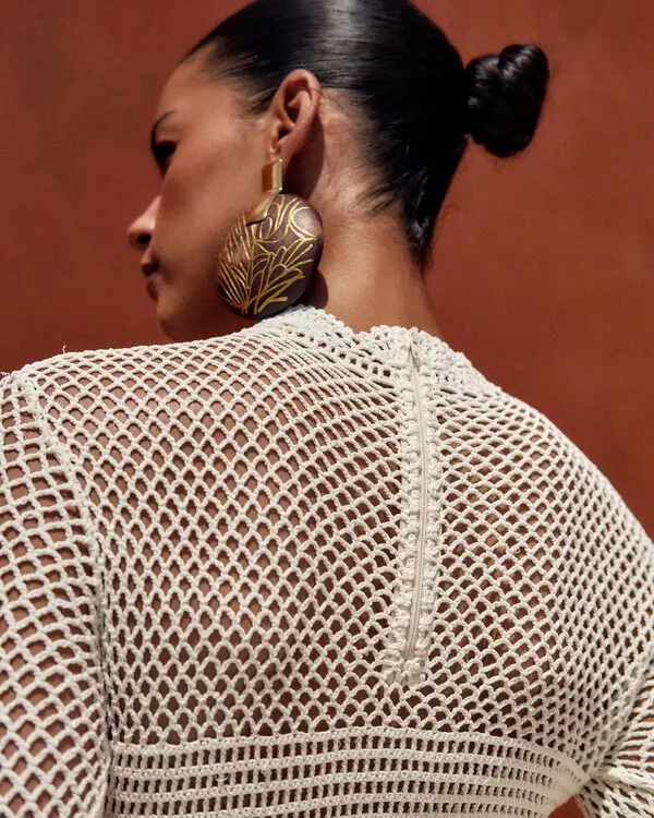 ANDREA IYAMAH Muna Crocheted Mock Neck Bodysuit
