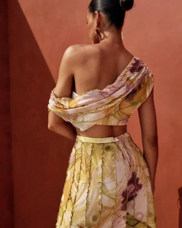 ANDREA IYAMAH Fara Vibra Print Mesh Wide-leg Pants