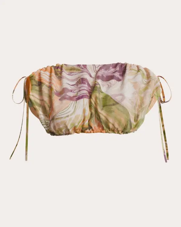 ANDREA IYAMAH Ondu Vibra Mesh Shirred Crop Top Polyester/mesh
