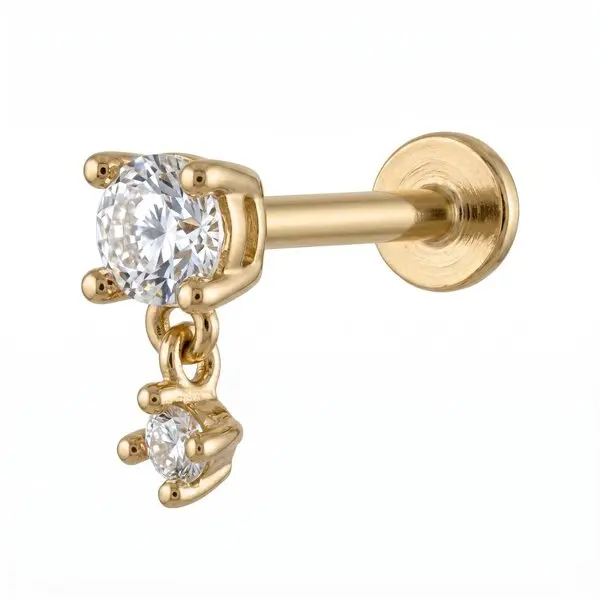 ZAHAV JEWELRY 14k Yellow Cubic Zirconia Dangle Stud