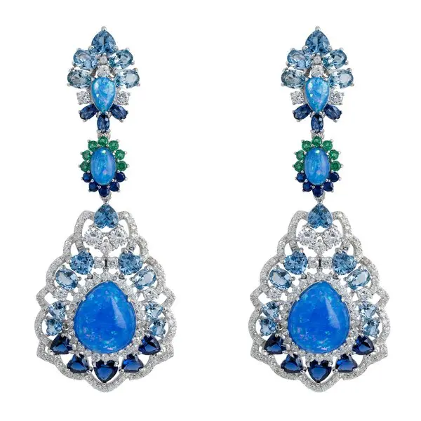 LATELITA White / Blue / Silver Mariana Blue Opal Drop Earrings Silver - White/blue/silver
