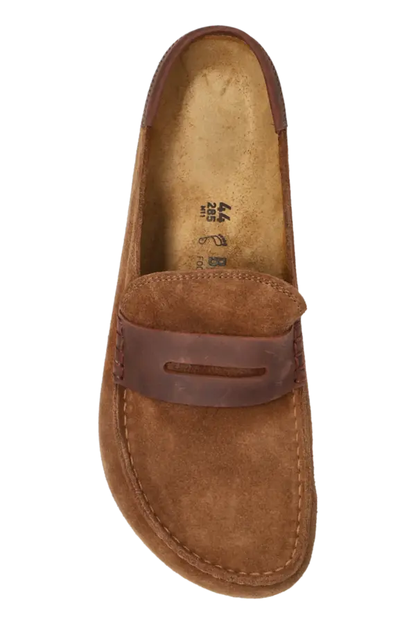 BIRKENSTOCK Naples Suede Leather Loafer Mules - Brown