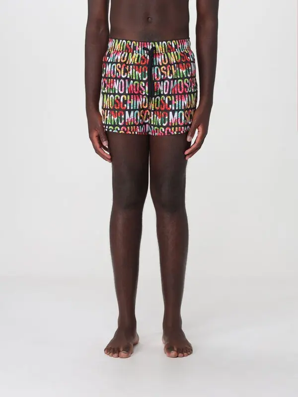 Moschino Polyester Swim Shorts With Contrast Logo And Elasticated Waist