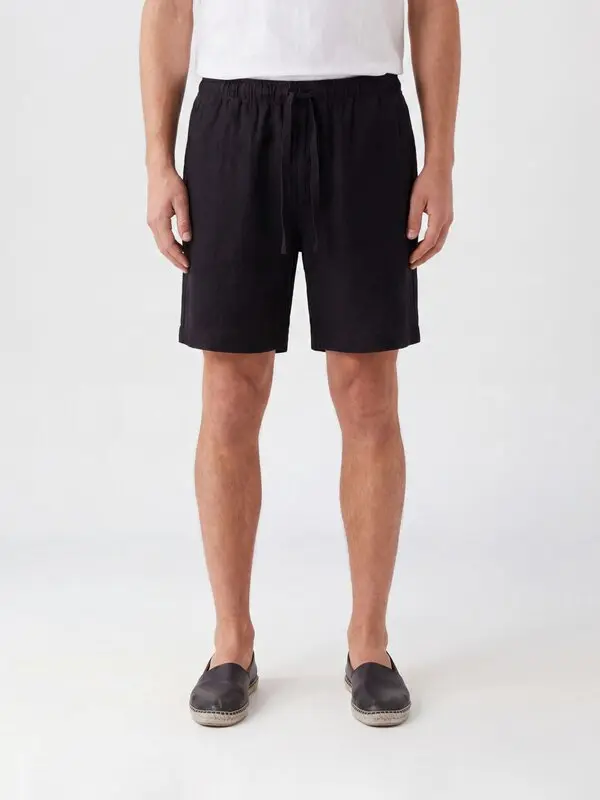 Commas Linen Blend Shorts - Black