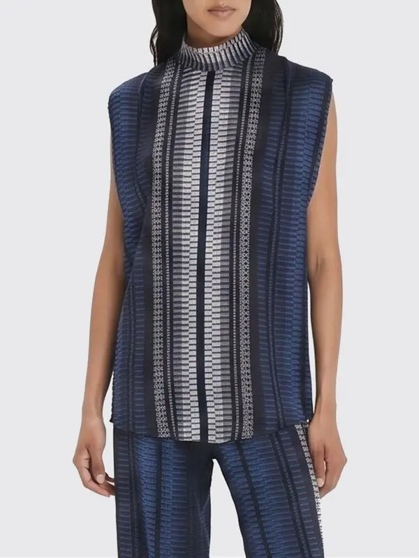 Zeus+dione Sleeveless Silk Blouse With Geometric Print - Navy
