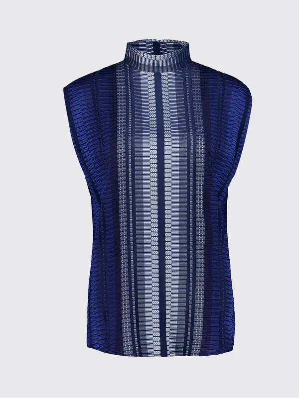Zeus+dione Sleeveless Silk Blouse With Geometric Print - Navy