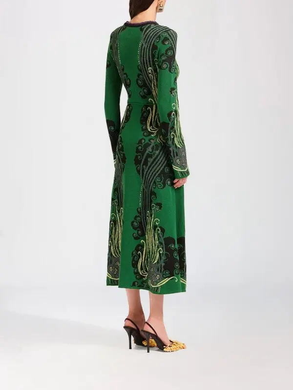 La DoubleJ Midi Dress Long Sleeve Knit - Green