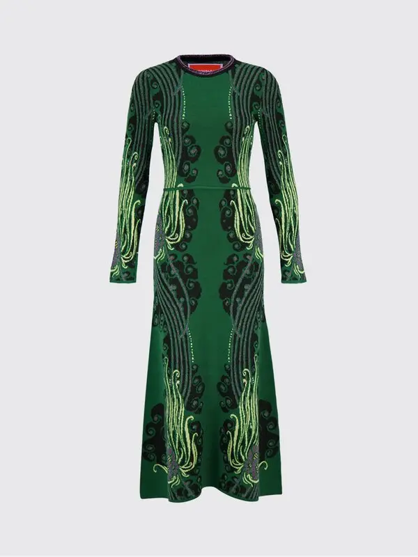 La DoubleJ Midi Dress Long Sleeve Knit - Green