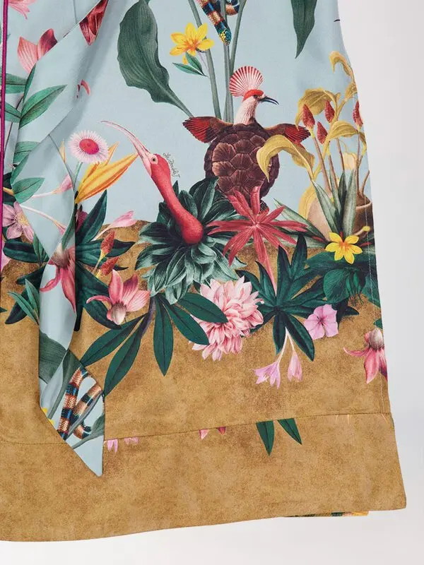 La DoubleJ Silk Floral Print Midi Wrap Dress