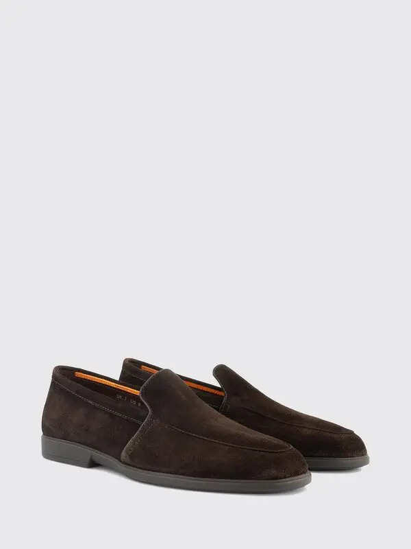Santoni Classic Suede Loafers With Raised Apron Toe