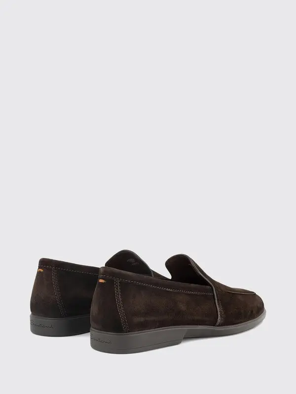 Santoni Classic Suede Loafers With Raised Apron Toe