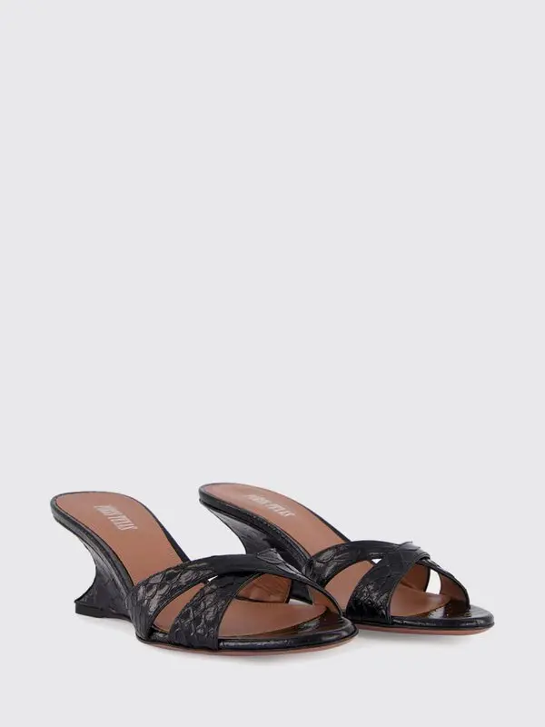 Paris Texas Nina Python-print Leather Wedge Mule Sandals
