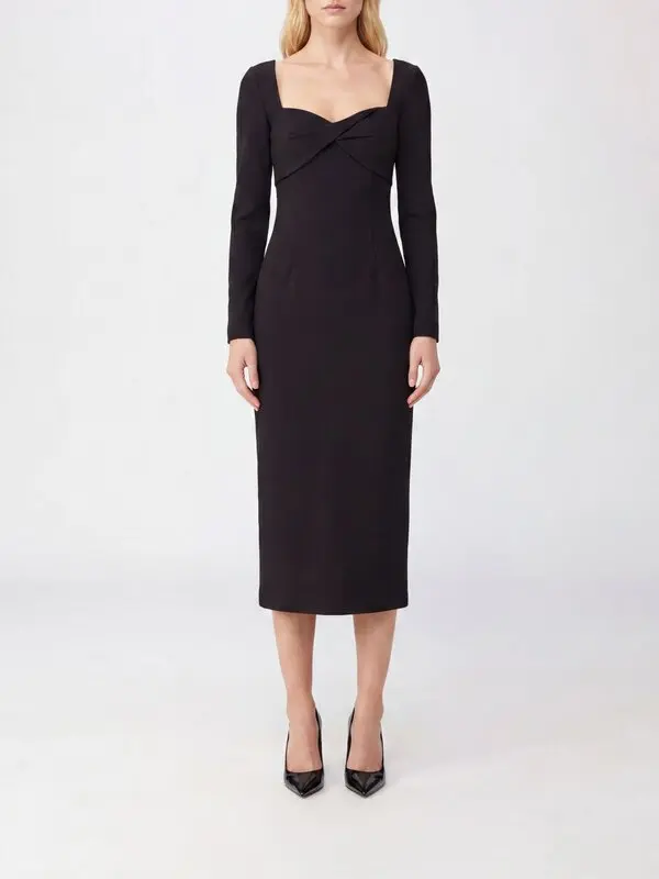 Roland Mouret Square Neckline Crêpe Midi Sheath Dress - Black